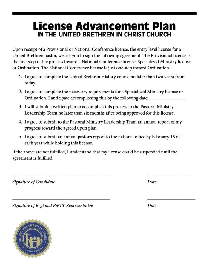 Church of the United Brethren | PM-License Advancement Plan